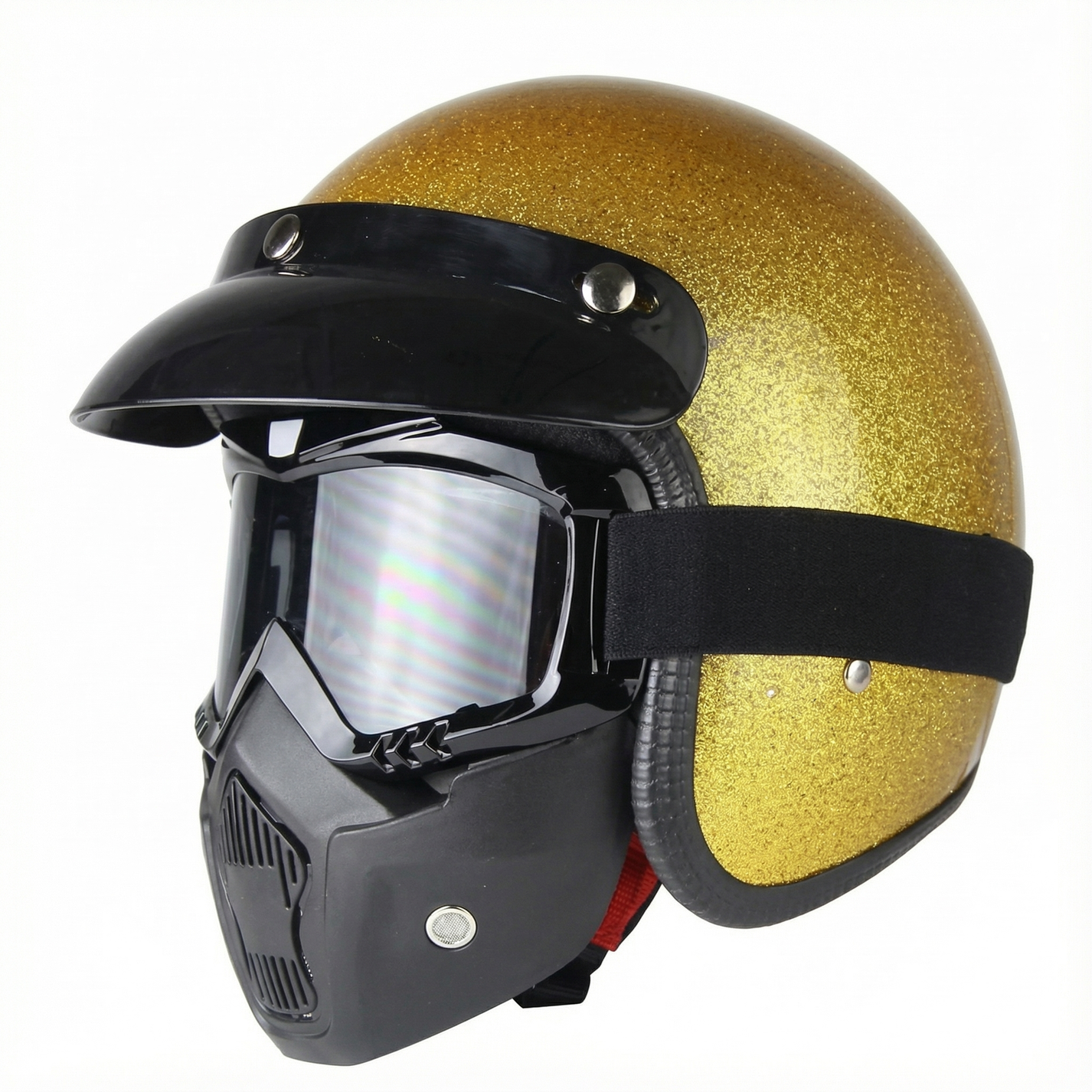 Premium Open Face Helmet in Gold Elegant Design for Riders – PerfenQ