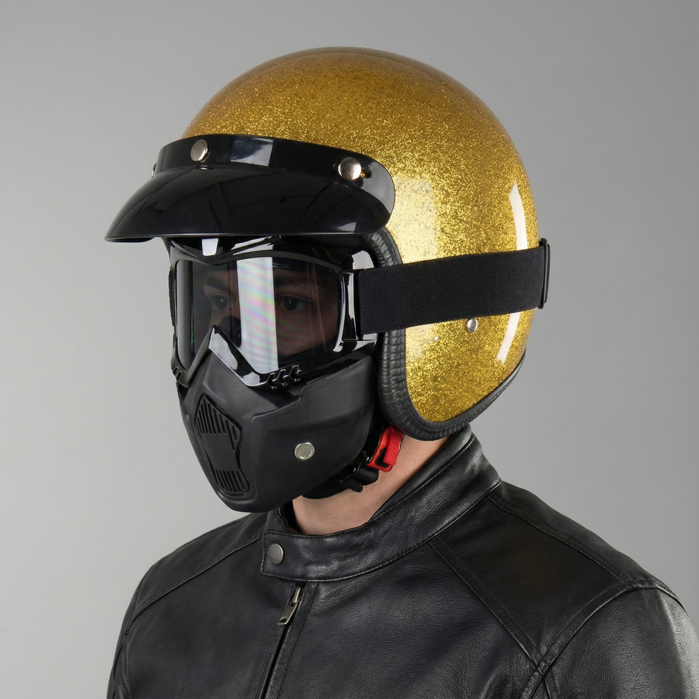 Premium Open Face Helmet in Gold Elegant Design for Riders – PerfenQ